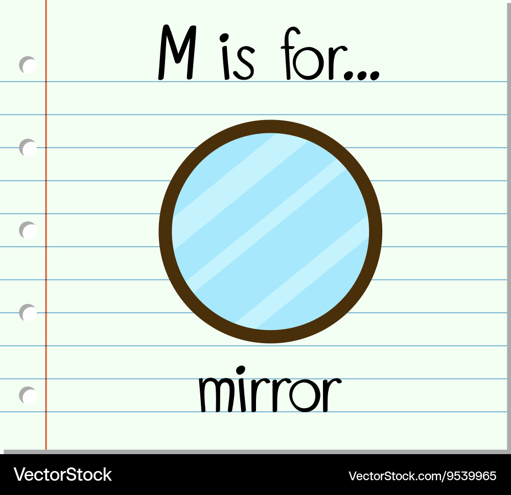 Flashcard letter m is for mirror Royalty Free Vector Image