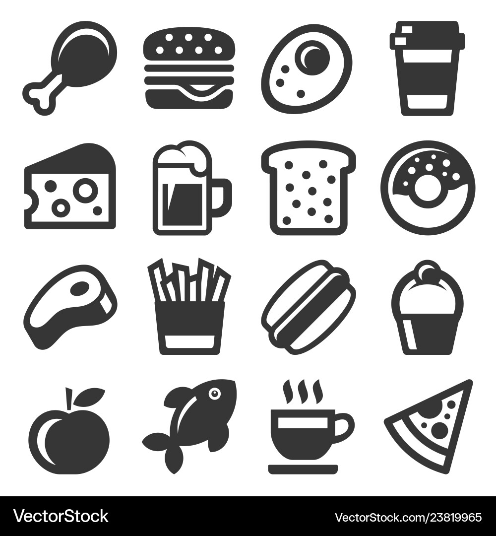 Food icon set on white background Royalty Free Vector Image