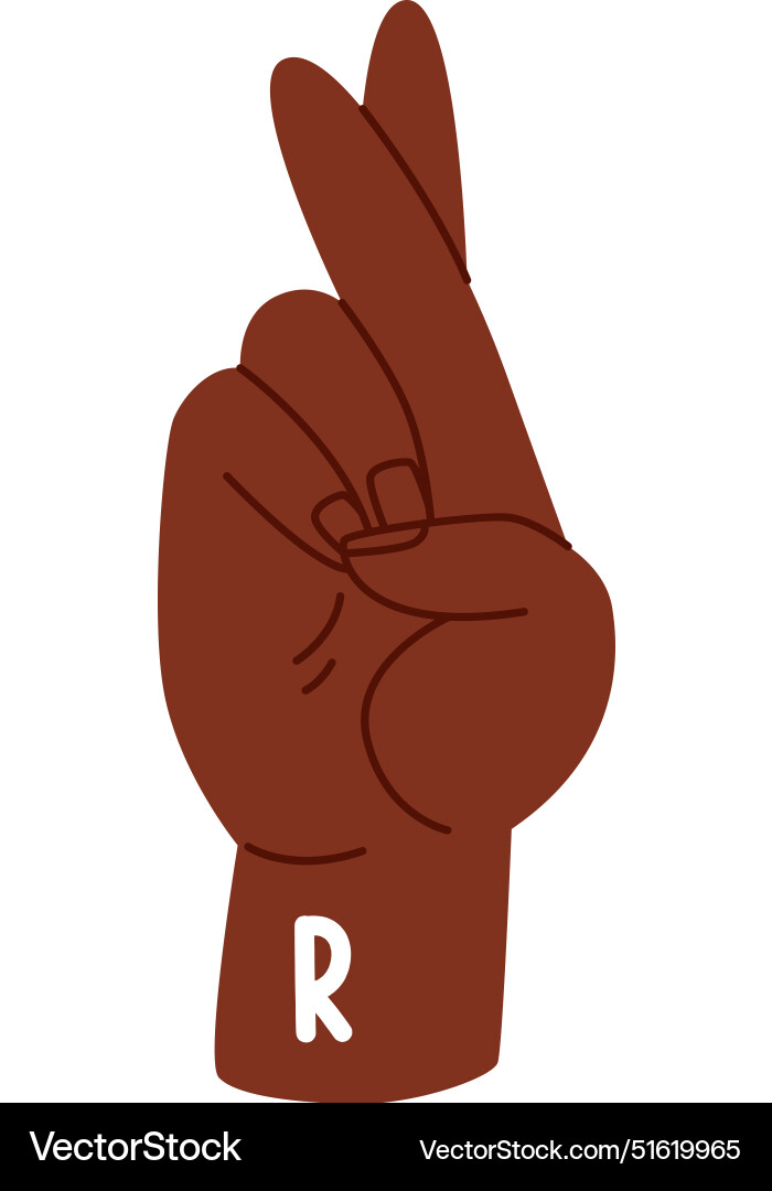 Hand sign alphabet r letter Royalty Free Vector Image