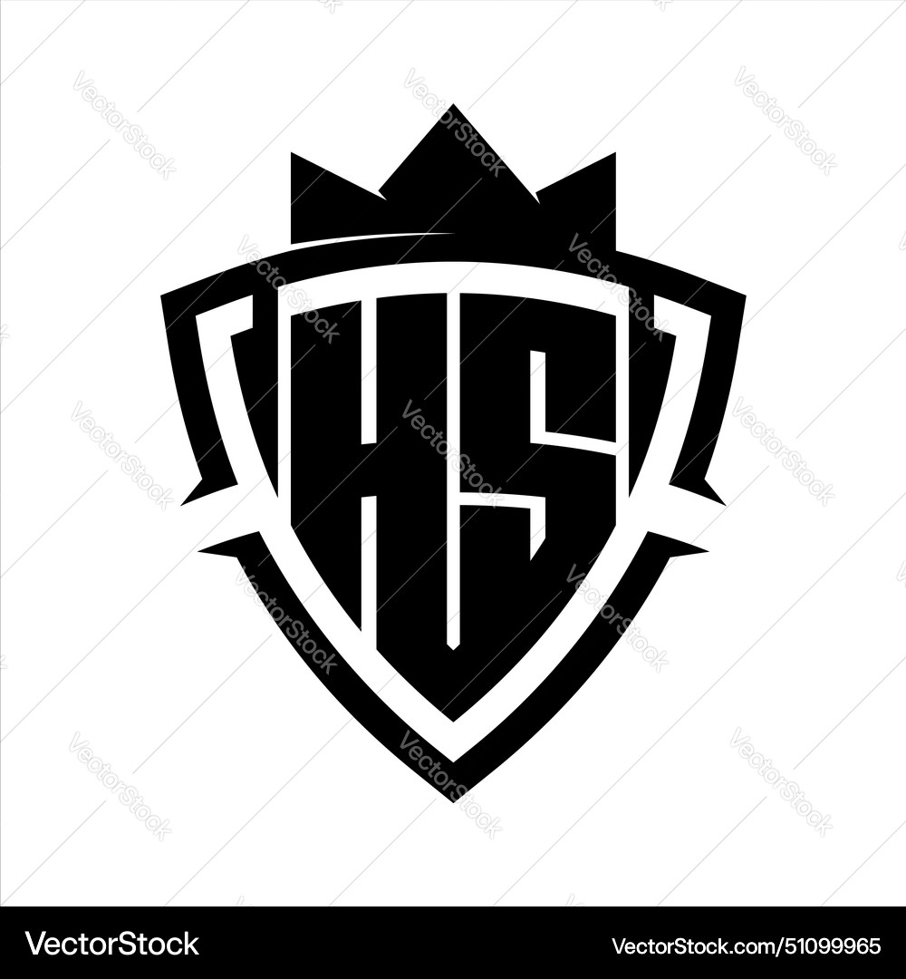 Hs letter bold monogram triangle curve shield Vector Image