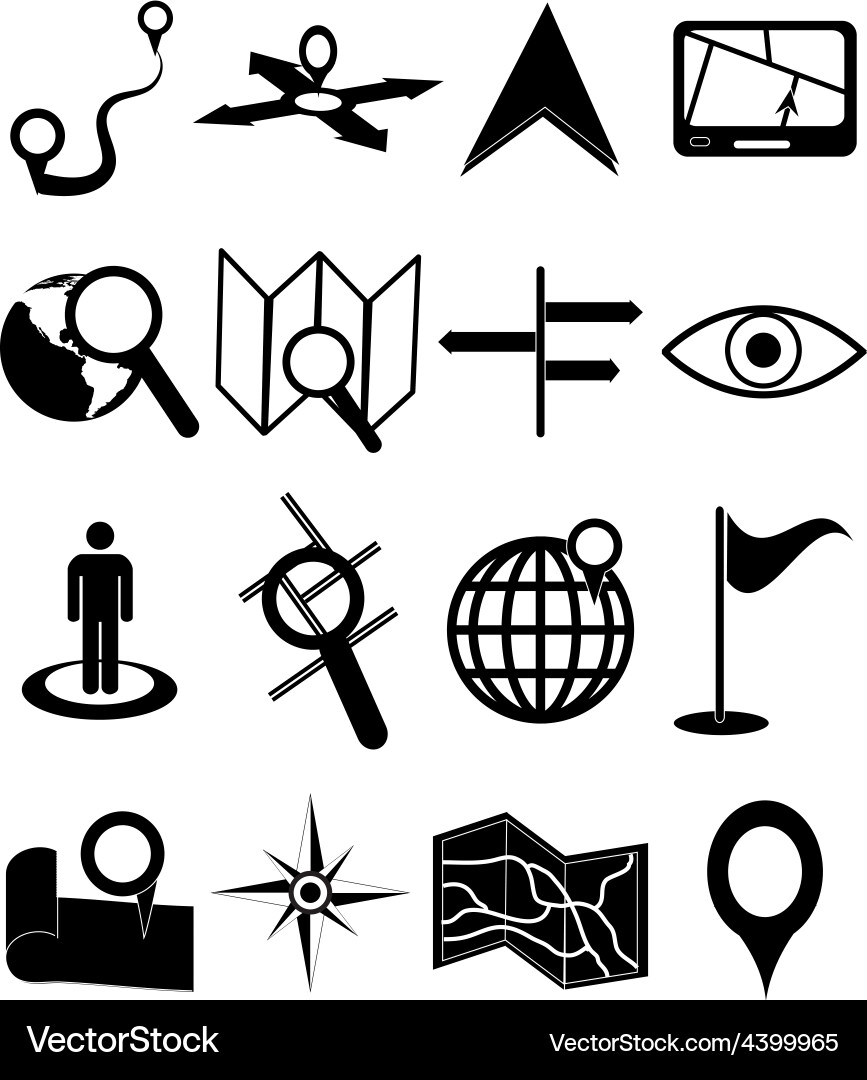 Maps navigation icons set Royalty Free Vector Image