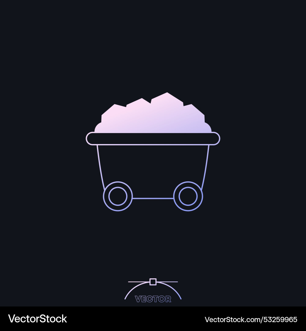 Minecart with ore icon mine wagon Royalty Free Vector Image