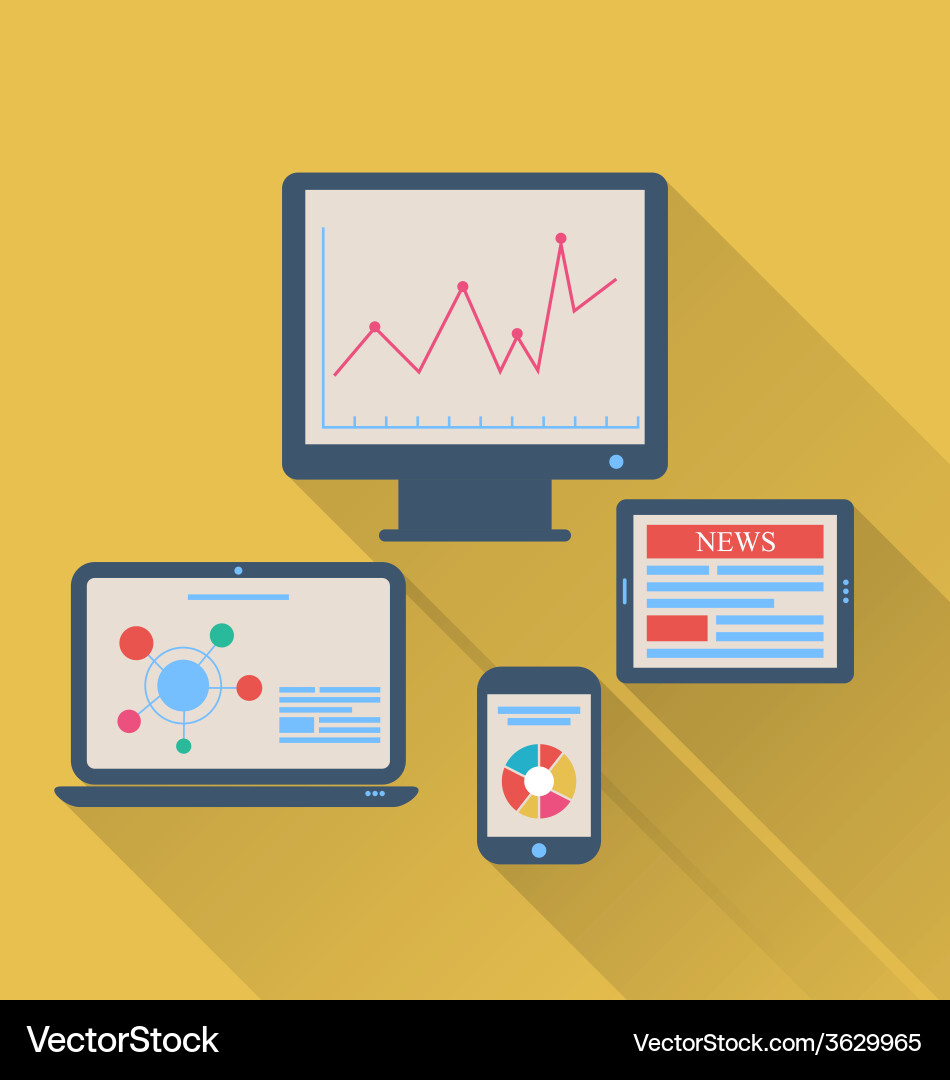 Monitor laptop tablet computer and mobile phone Vector Image