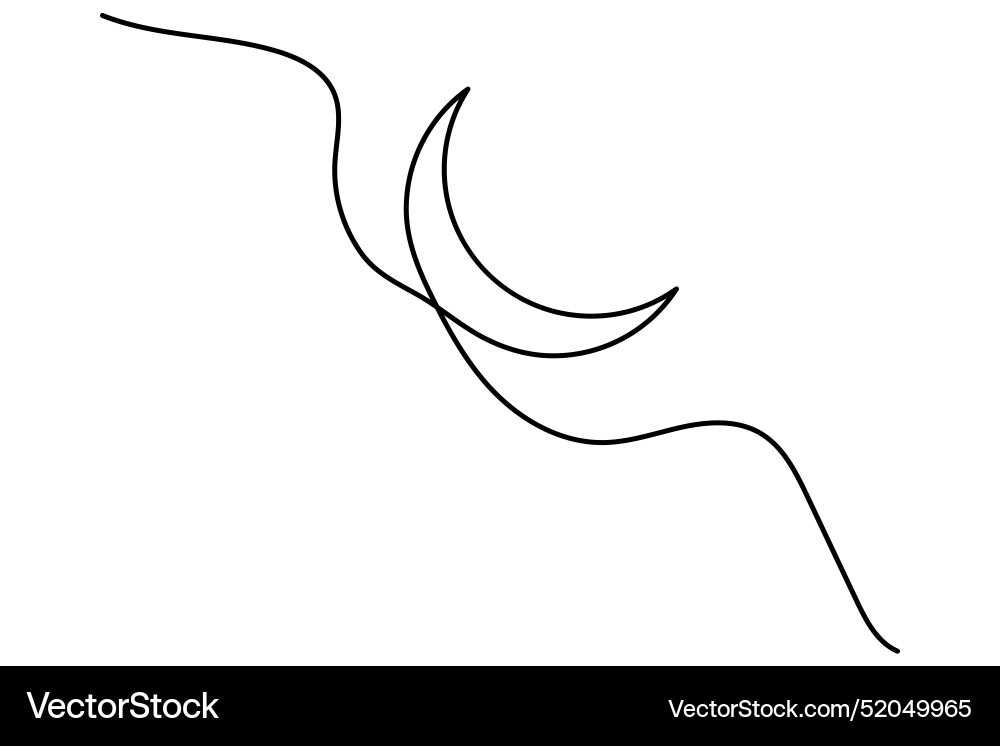 Moon continuous one line drawing of moon outline Vector Image