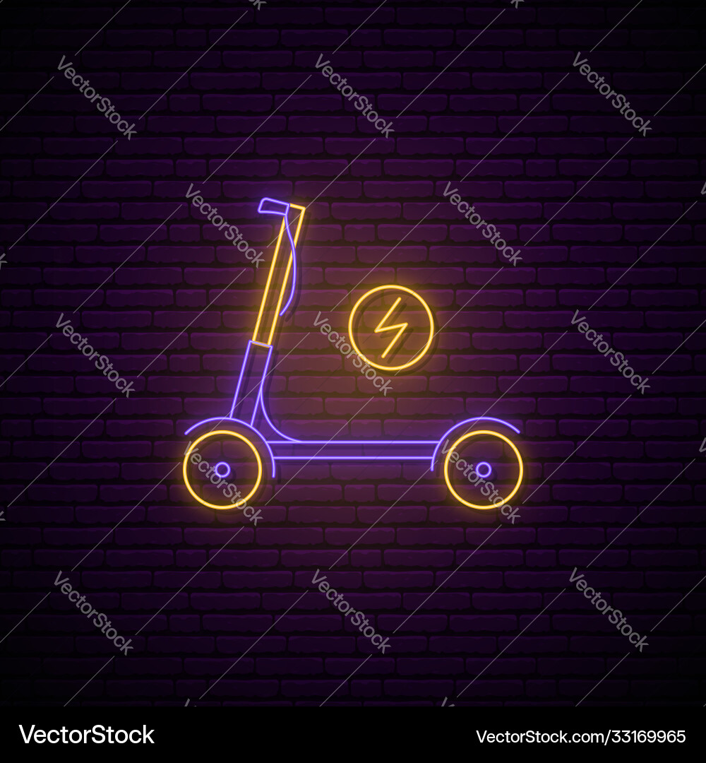 Neon Electric Scooter Sign Royalty Free Vector Image