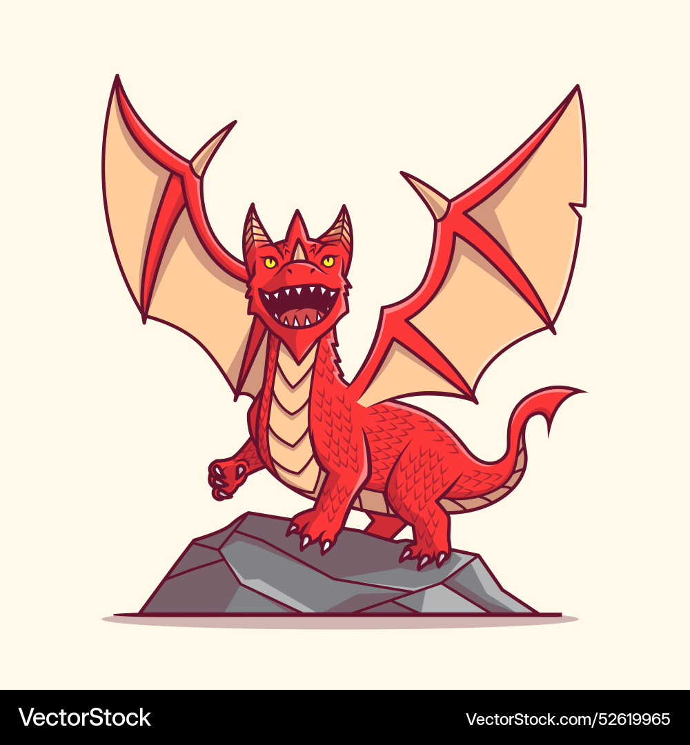 Red dragon cartoon Royalty Free Vector Image - VectorStock