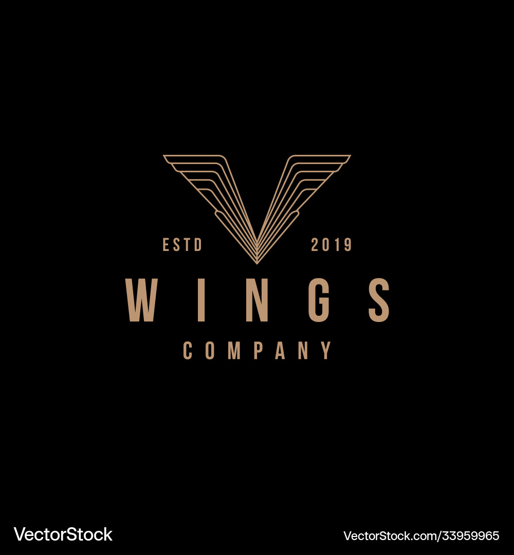 Vintage letter v wing logo icon template Vector Image