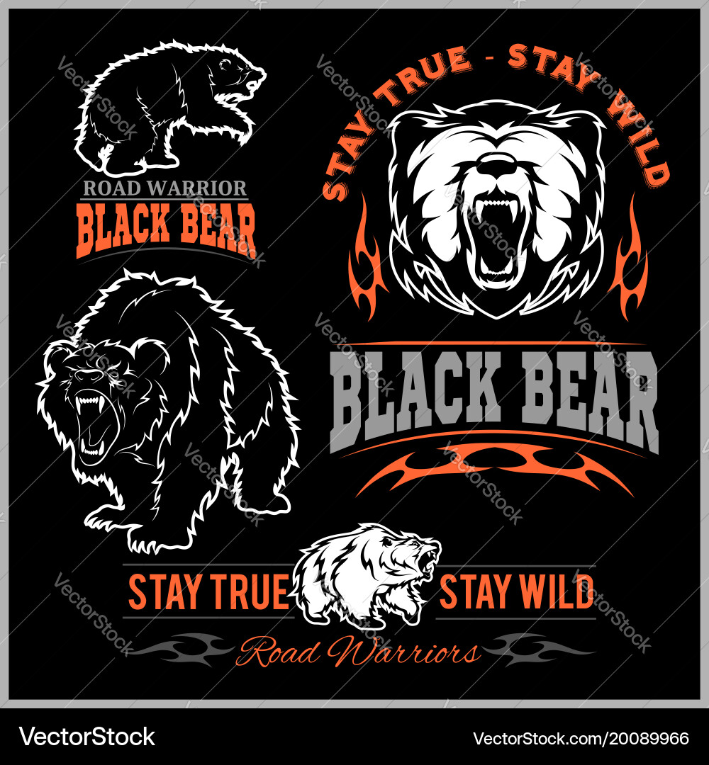 Black bear for logo sport team emblem design Vector Image