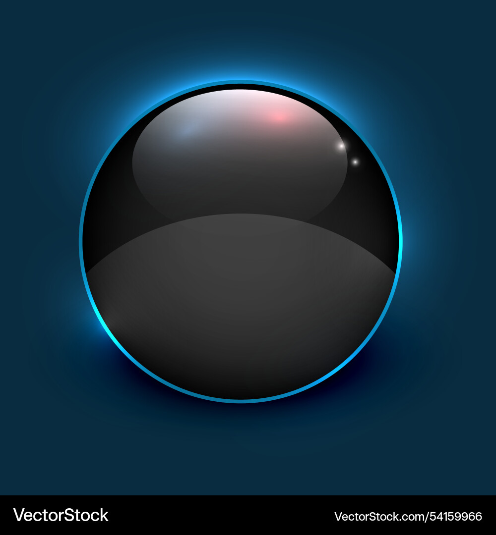 Black shiny mirror circle frame on blue background