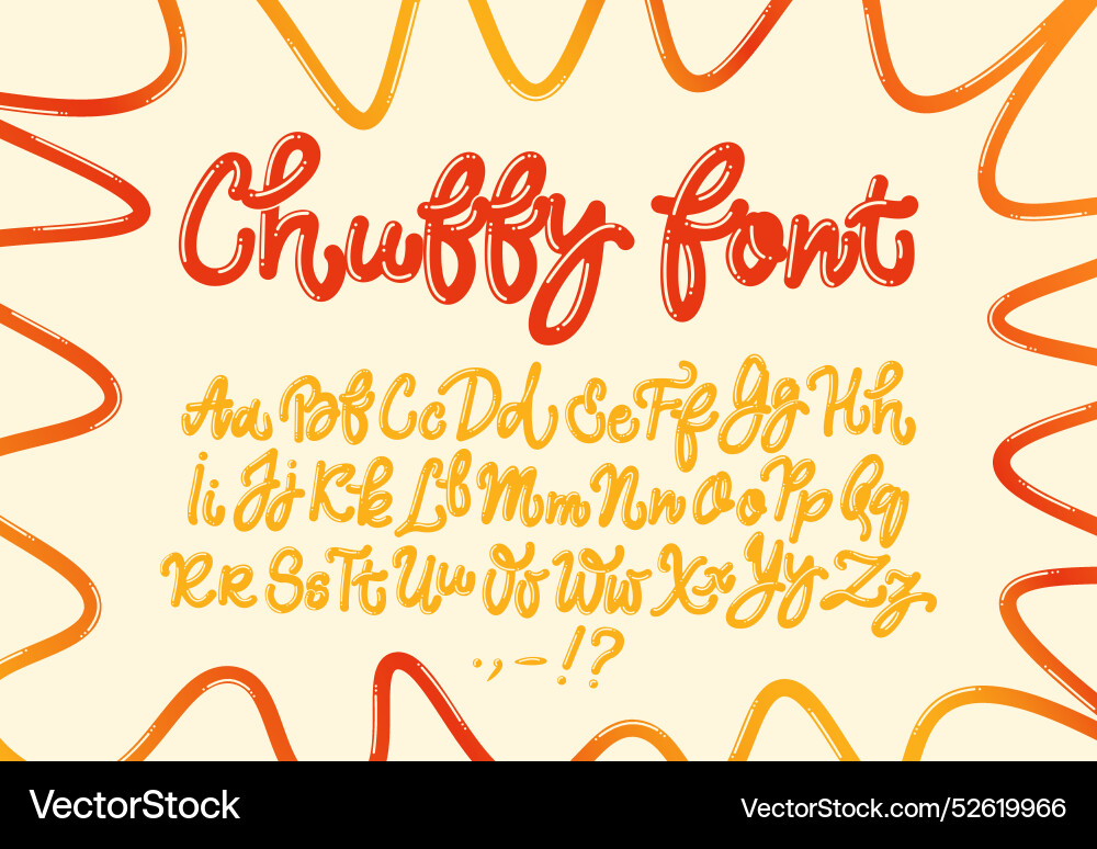 Bold handwritten alphabet cartoon chubby font Vector Image