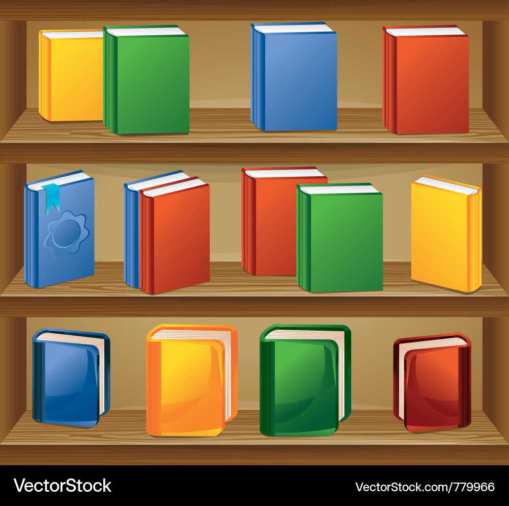Book shelf Royalty Free Vector Image - VectorStock