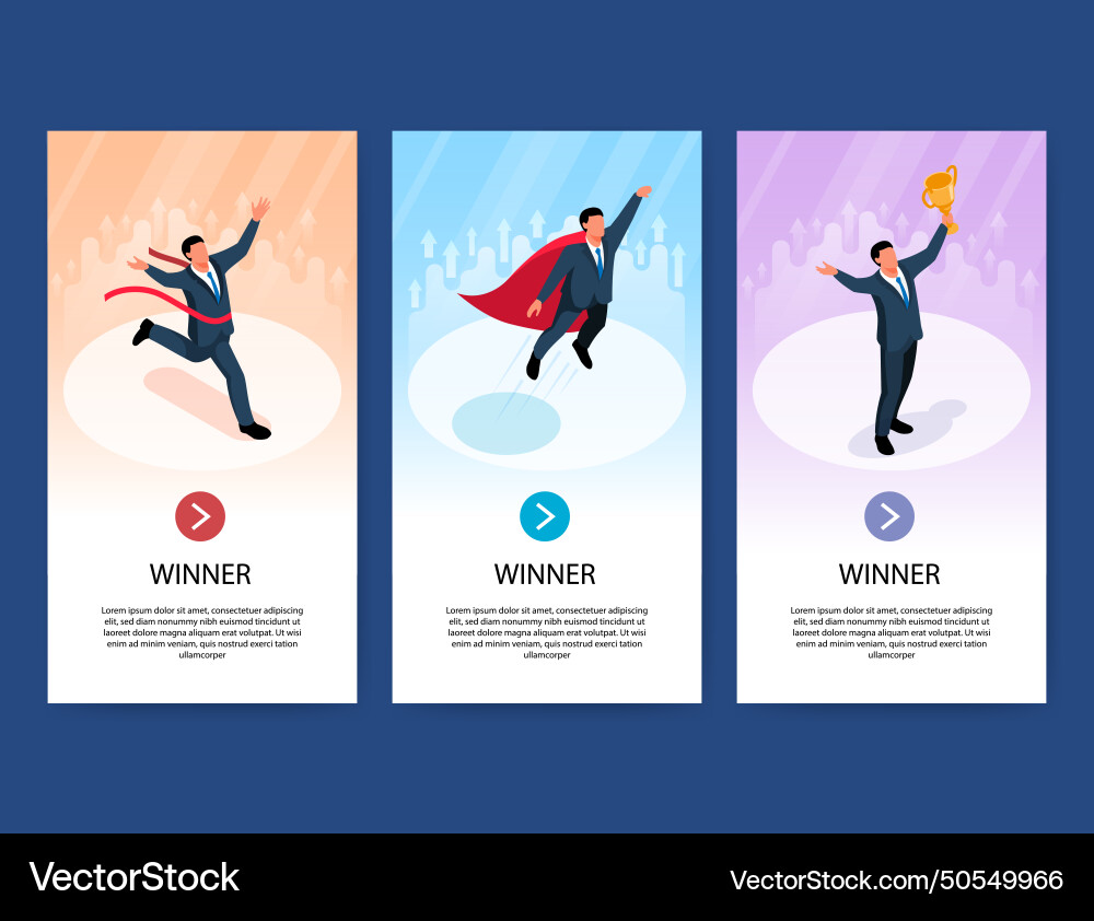 Businessman winner vertical banners Royalty Free Vector