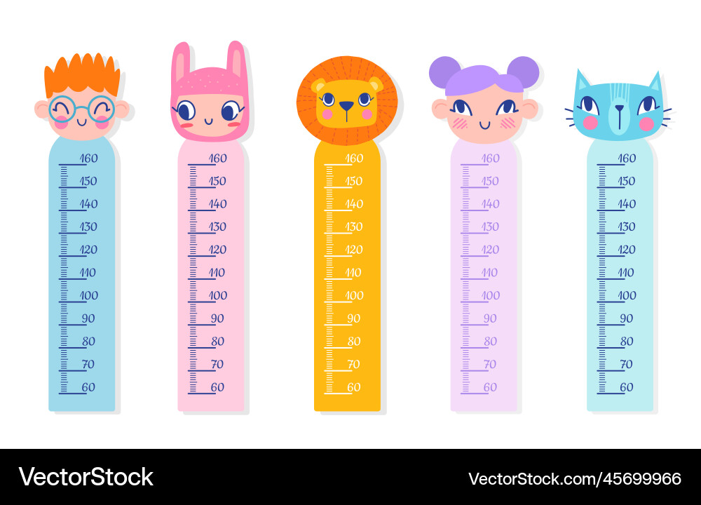 Children's Height Chart Set - Animals Royalty Free Vector