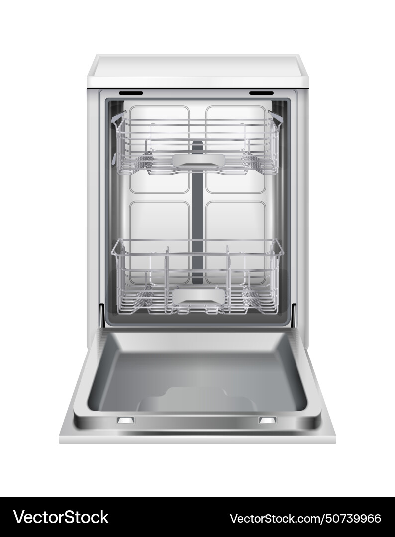Dishwasher open door composition Royalty Free Vector Image