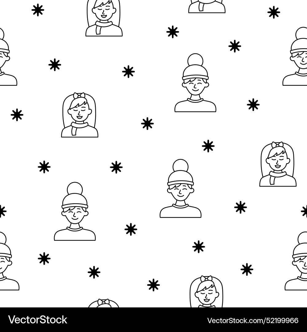 Kids different user profile coloring page Vector Image