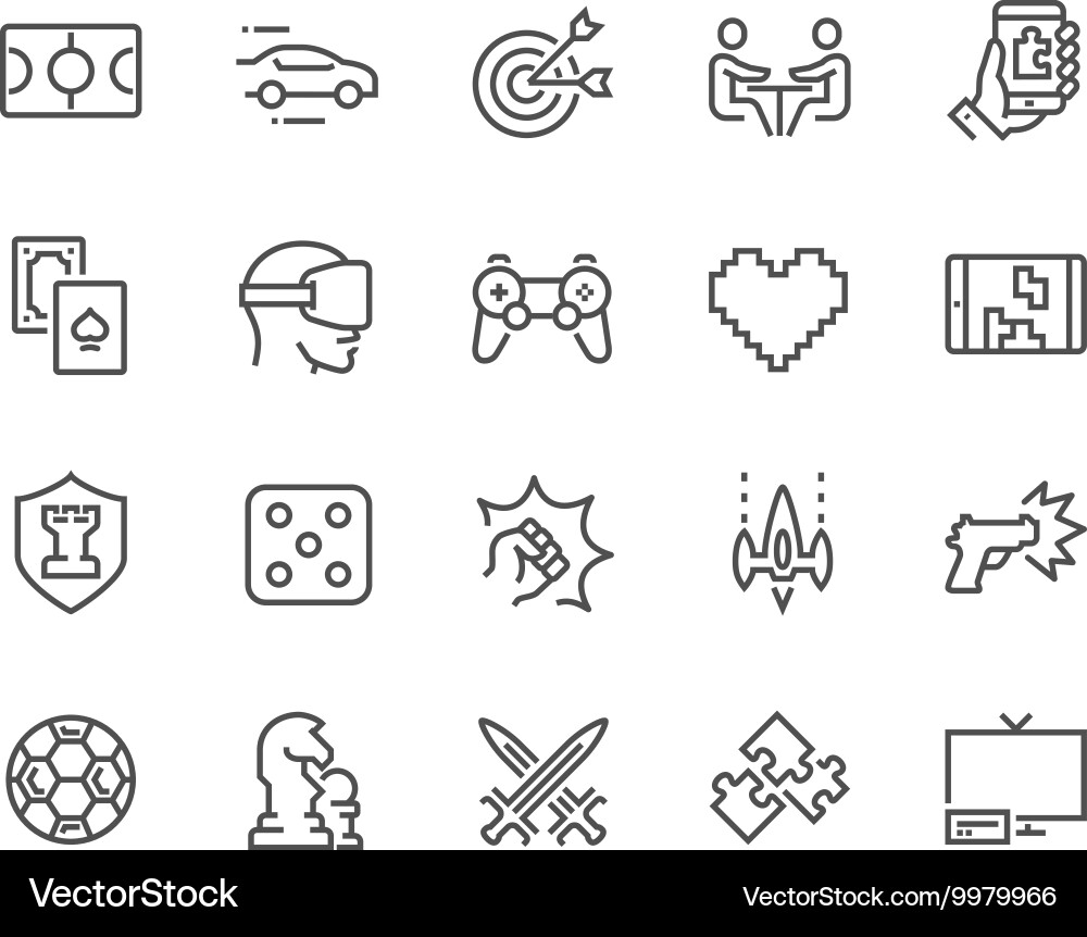 Line games icons Royalty Free Vector Image - VectorStock
