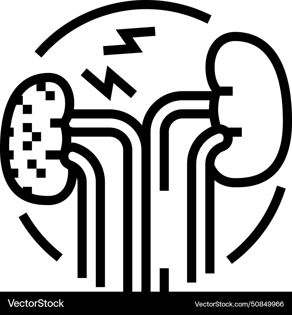 Renal failure urology line icon Royalty Free Vector Image
