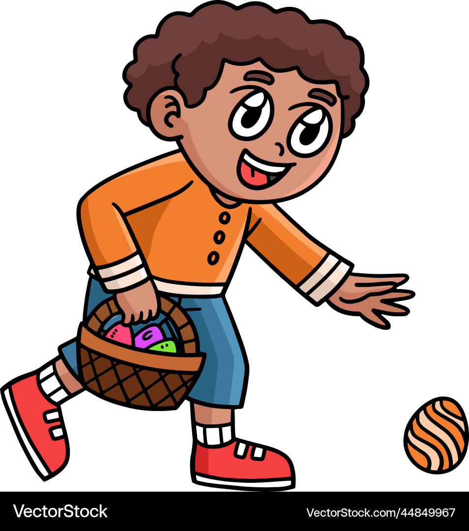 Boy searching for easter egg cartoon clipart Vector Image