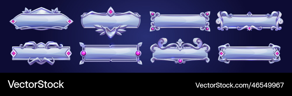 Buttons with fantasy frame for game ui design Vector Image