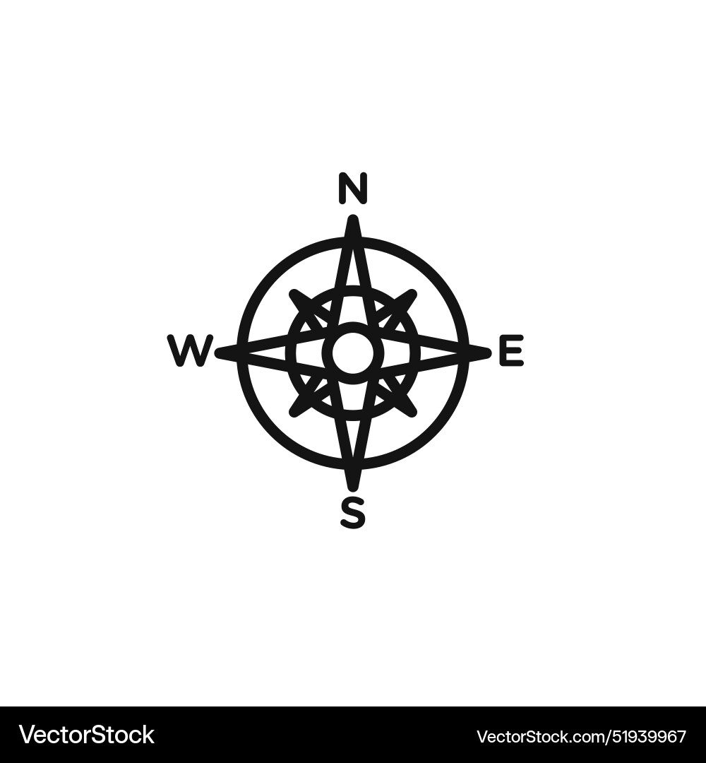 Compass navigation icon logo sign outline Vector Image