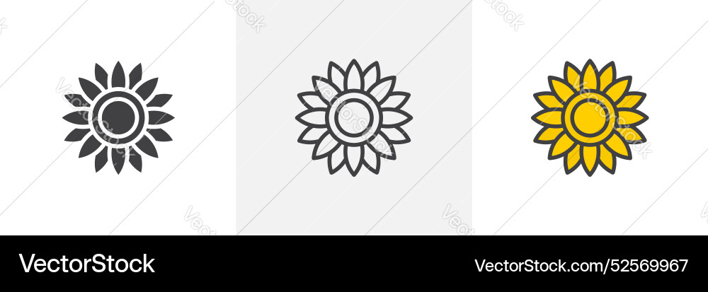 Gerbera icon set on white background Royalty Free Vector