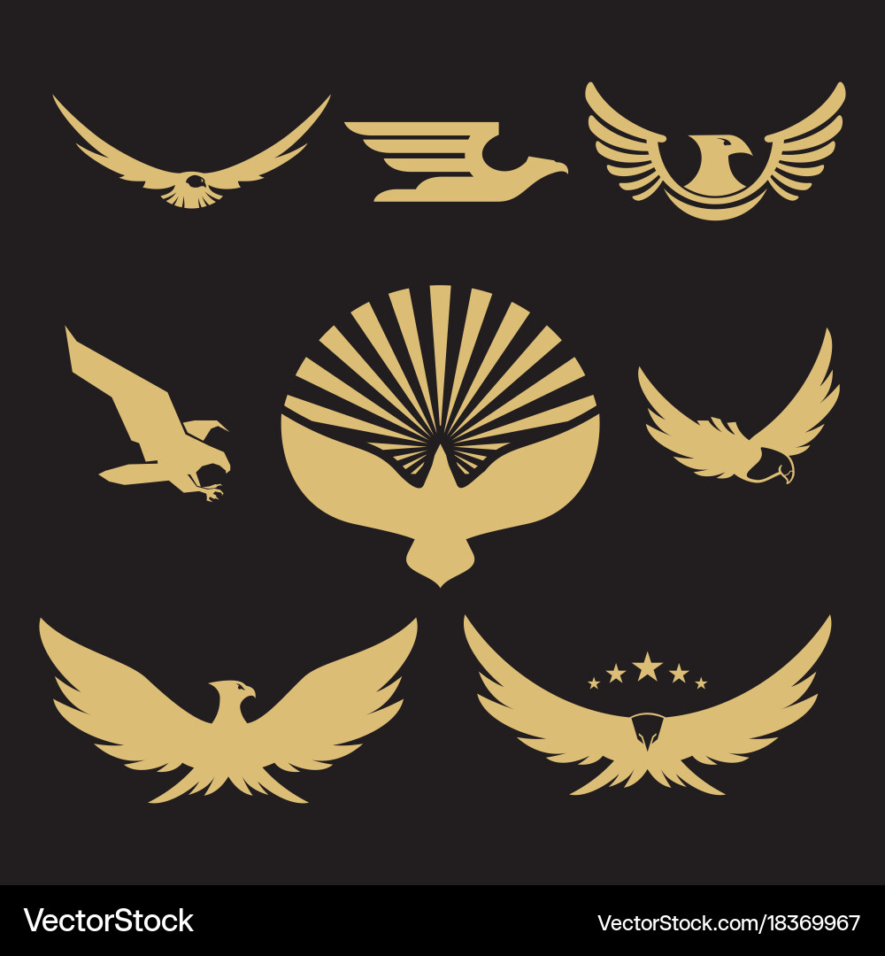 Gold heraldic eagle logo design Royalty Free Vector Image