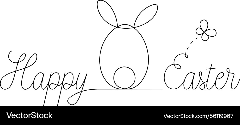 Happy easter simple one line Royalty Free Vector Image