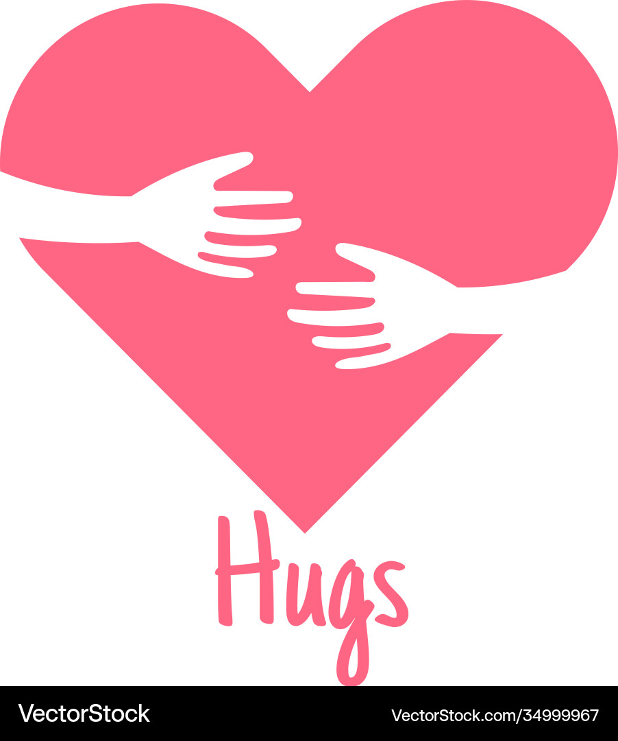 Hug yourself logolove and heart Royalty Free Vector Image