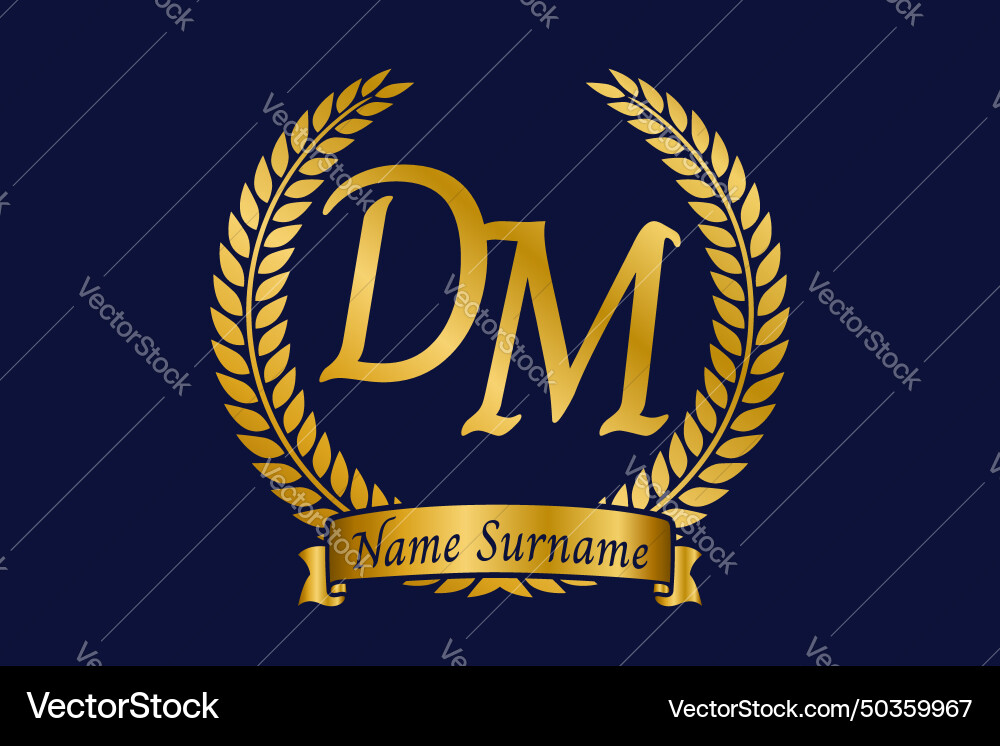 Initial letter d and m dm monogram logo design Vector Image