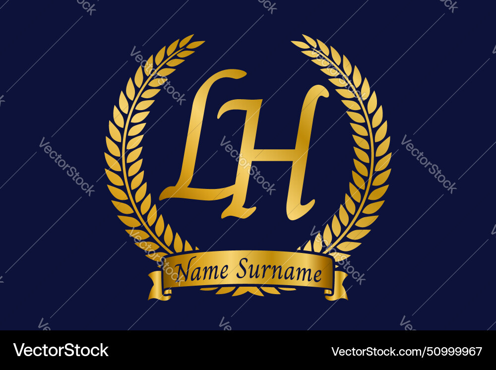 Initial letter l and h lh monogram logo design Vector Image