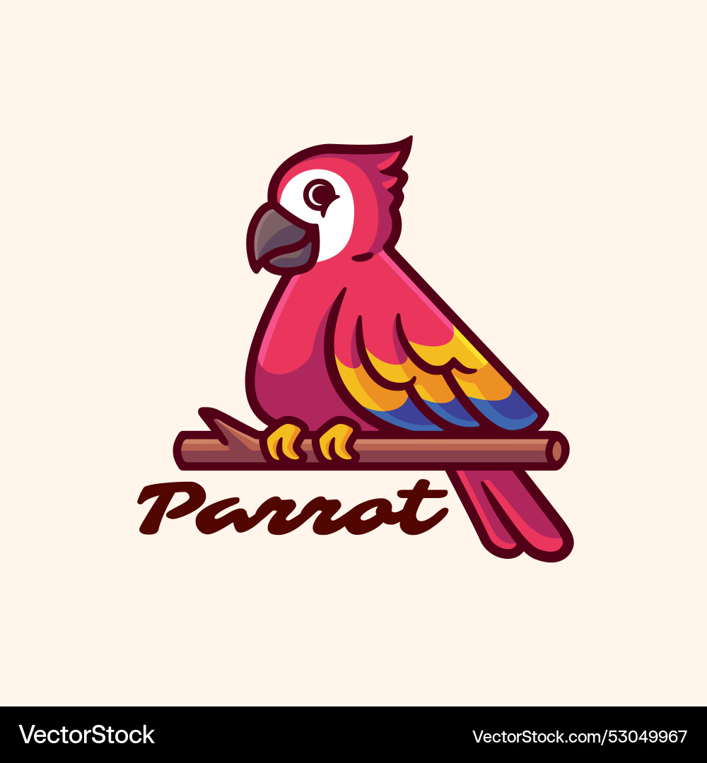 Parrot cute cartoon logo Royalty Free Vector Image