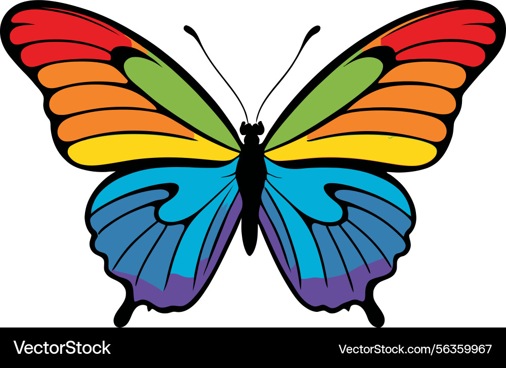 Rainbow colored butterfly pride month concept Vector Image
