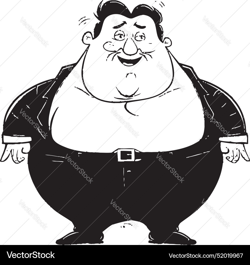 Round render fat man emblem design stout symbol Vector Image