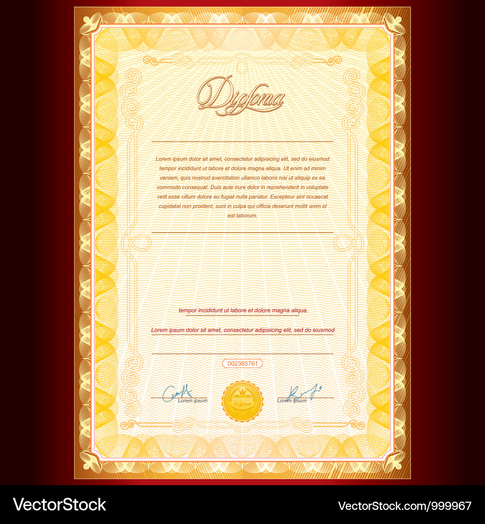 Royal golden diploma Royalty Free Vector Image