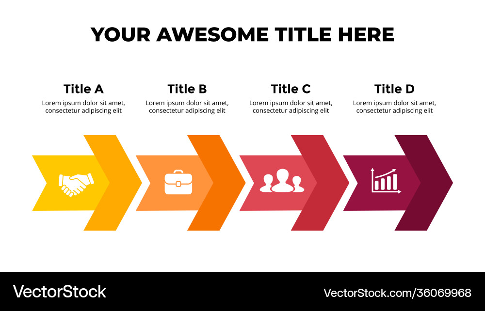 Arrows infographic presentation slide Royalty Free Vector