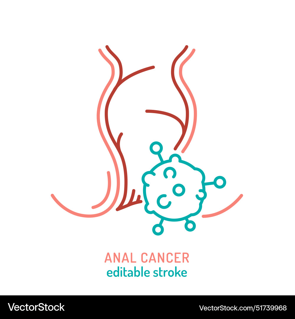 Colon anal rectal cancer linear icon outline Vector Image