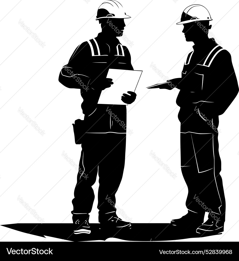 Engineering innovators duo and blueprint logo Vector Image