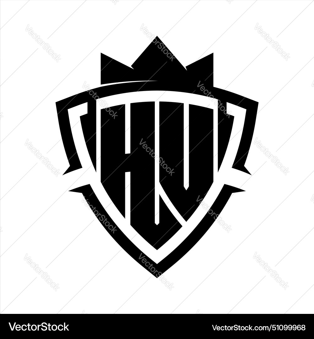 Hv letter bold monogram triangle curve shield Vector Image
