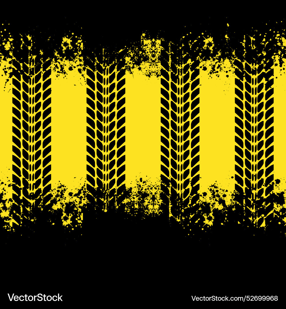 Ink blots tires yellow background Royalty Free Vector Image