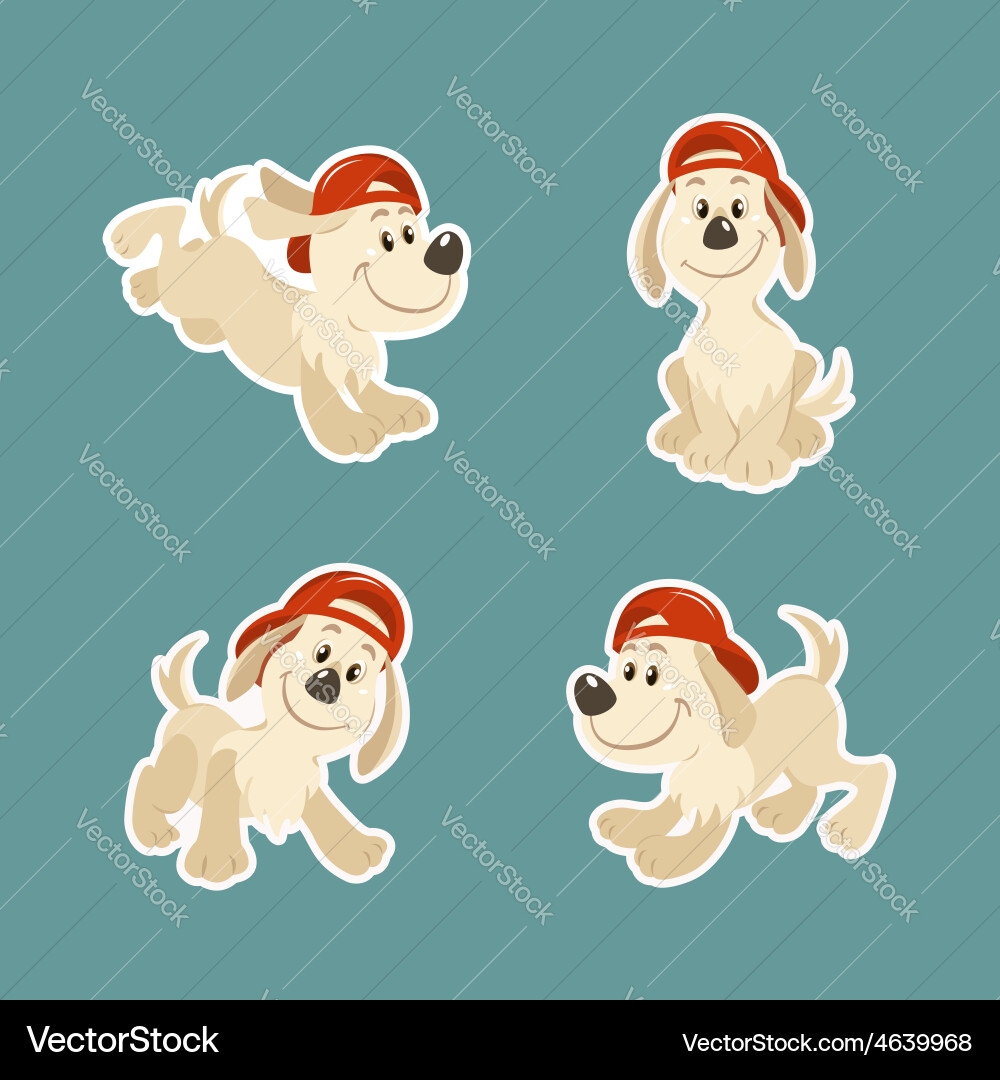 Puppy dog character design set Royalty Free Vector Image