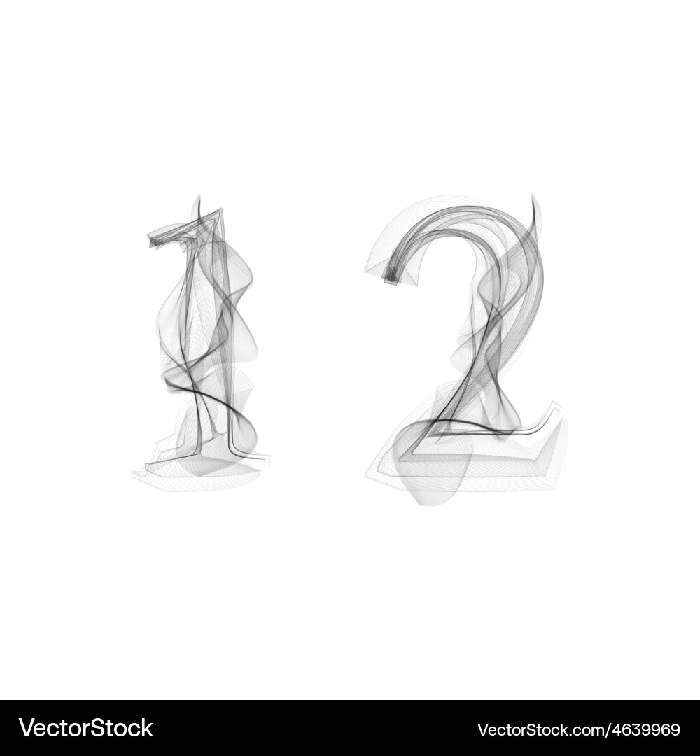 Black smoke font numbers 1 2 Royalty Free Vector Image