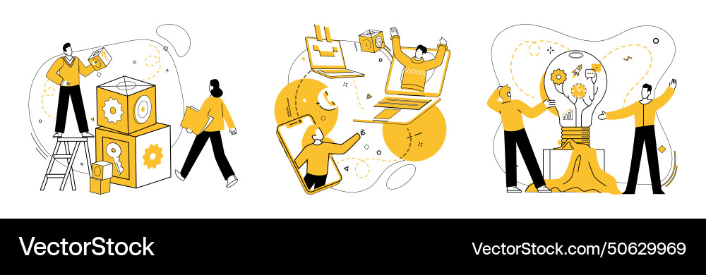 Cooperative work corporate synergy thrives Vector Image