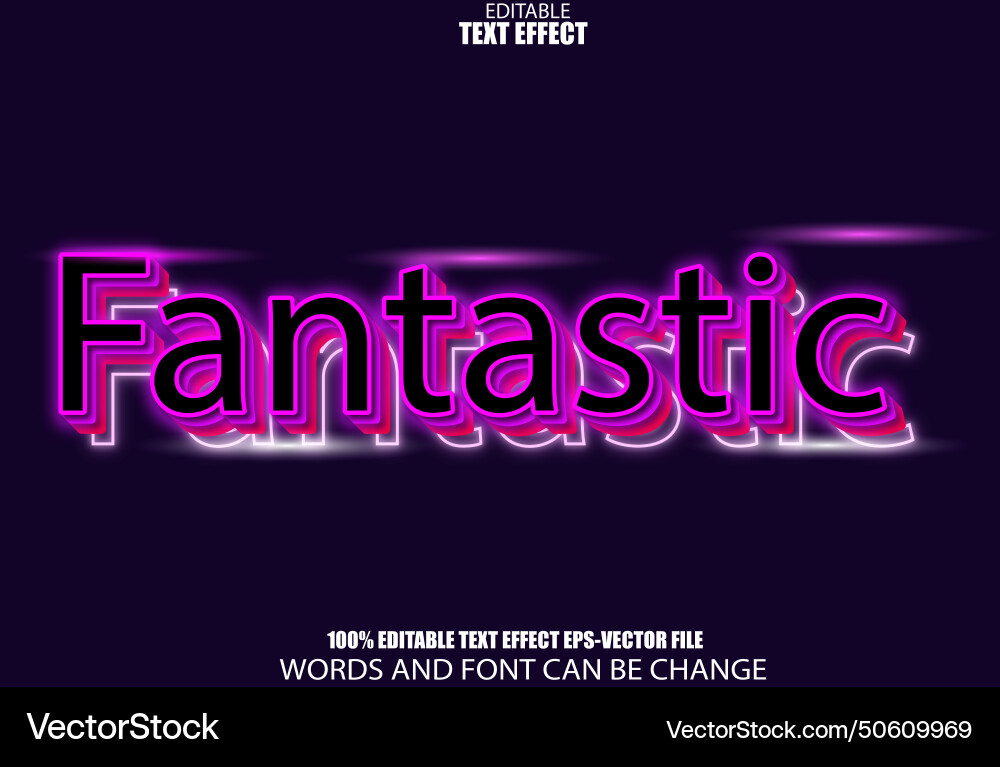 Fantastic editable text effect 3d neon style Vector Image