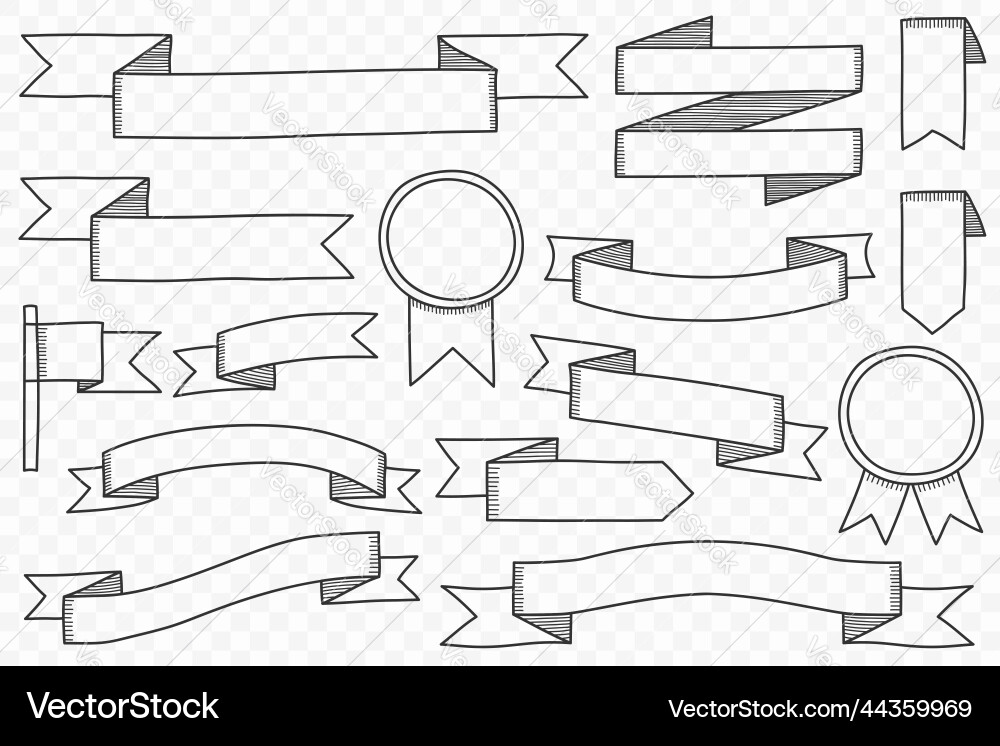 Hand drawn ribbons Royalty Free Vector Image - VectorStock