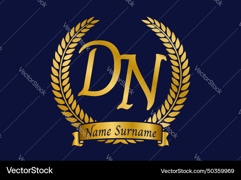 Initial letter d and n dn monogram logo design Vector Image