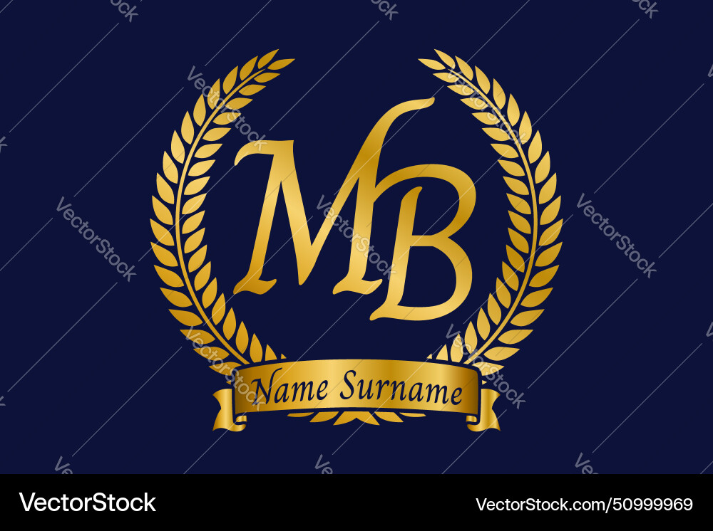 Initial letter m and b mb monogram logo design Vector Image