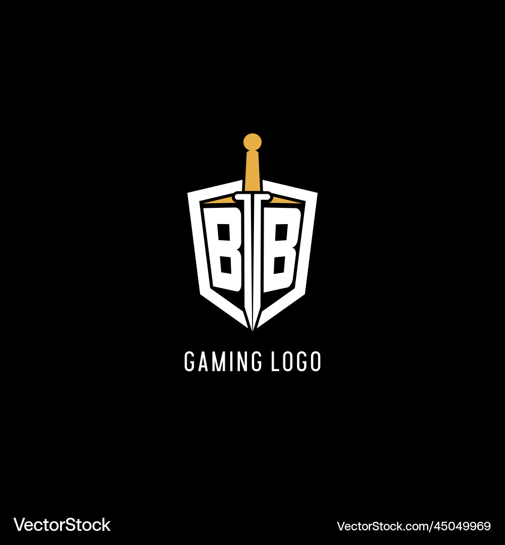 Buchstaben bb Logo mit Schild und Schwert Design Vektorbild