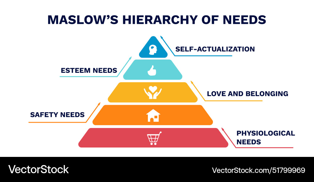 Maslows hierarchy of needs diagram structure Vector Image