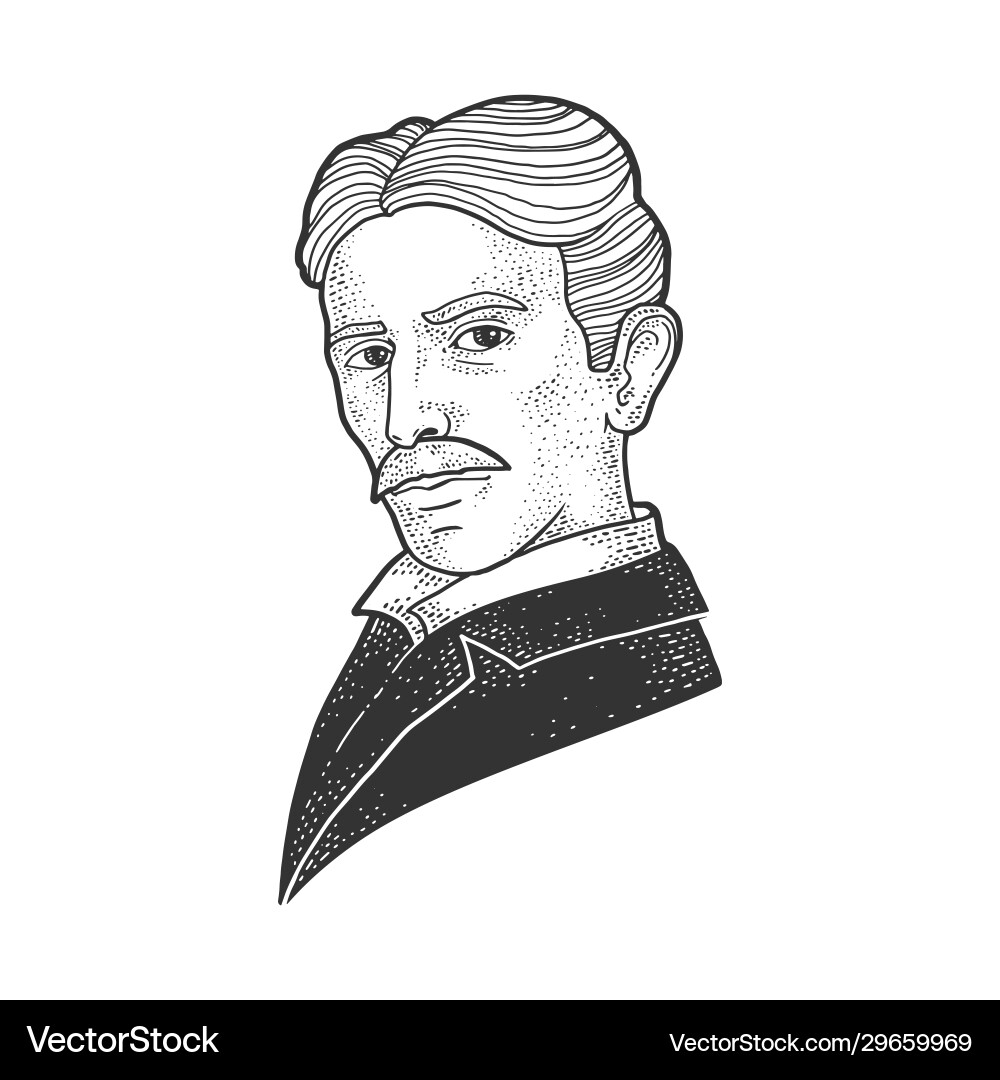 Nikola tesla sketch Royalty Free Vector Image - VectorStock