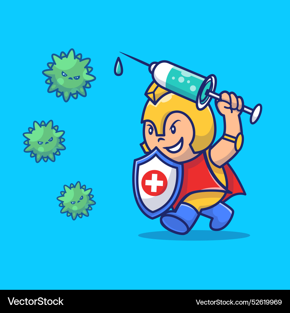 People fight virus cartoon Royalty Free Vector Image